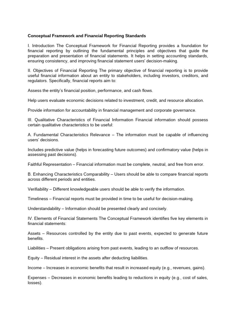 Conceptual Framework And Financial Reporting Standards Pdf