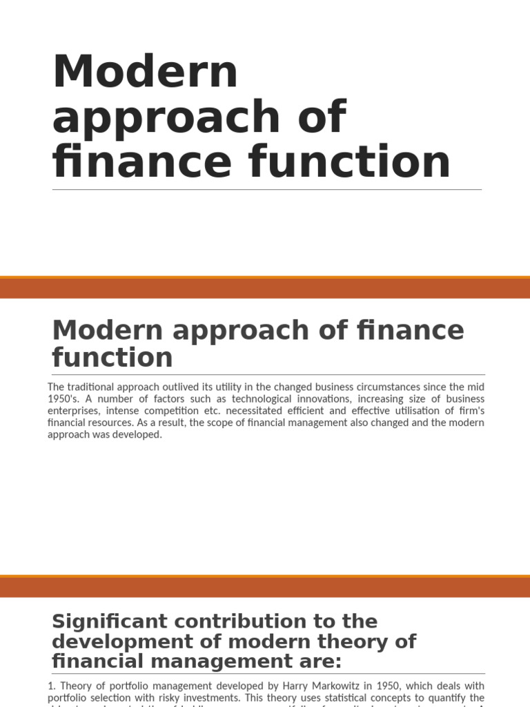 Modern Approach of Finance Function | PDF | Investing | Valuation (Finance)