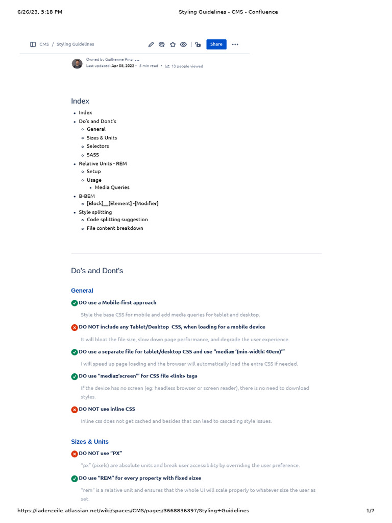 Styling Guidelines - CMS - Confluence | PDF | Software Development | Computer Programming