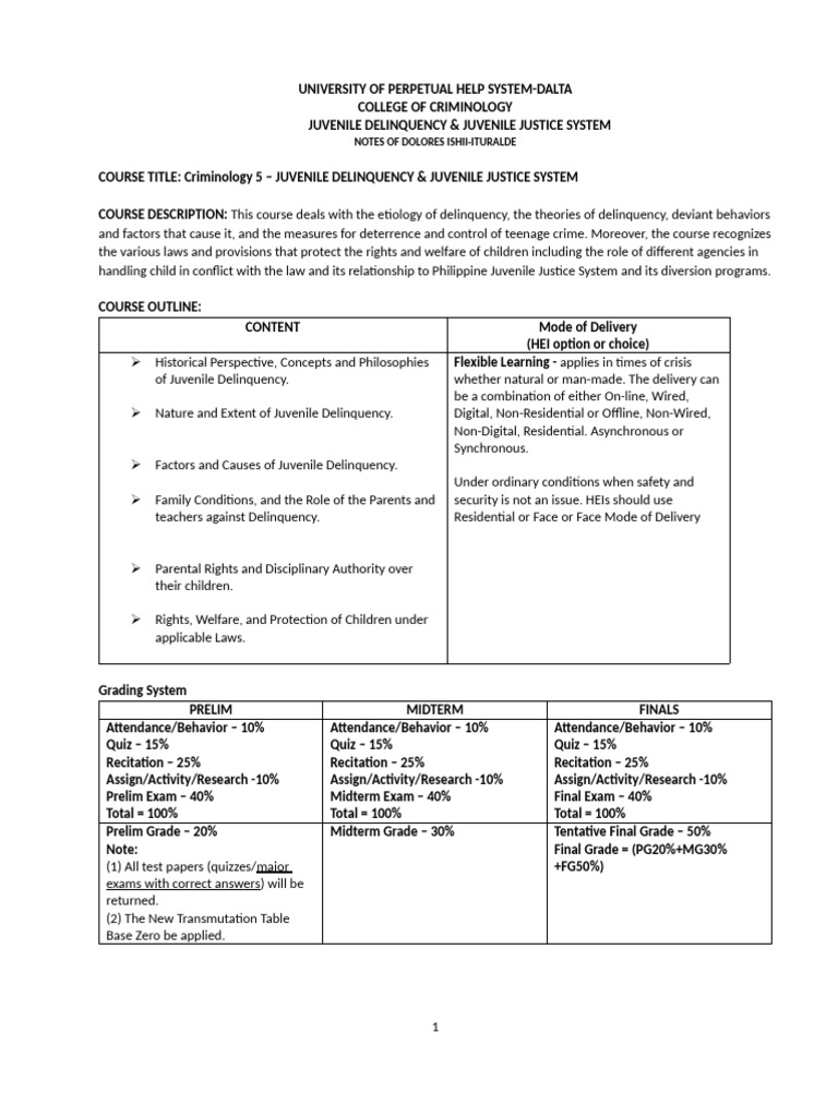 Juvenile Delinquency Juvenile Justice Sys Notes | PDF | Juvenile ...