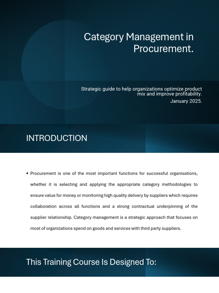 Category Management Training Course | PDF | Procurement | Supply Chain