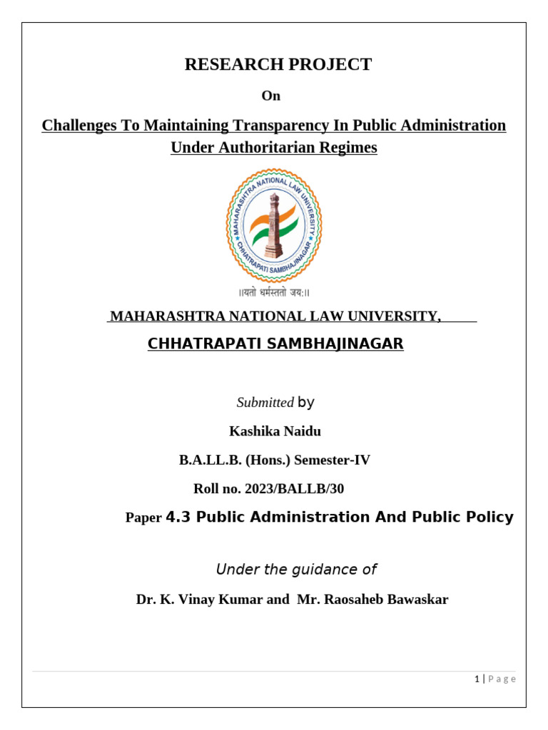 Public Administration Project | PDF | Authoritarianism | Governance