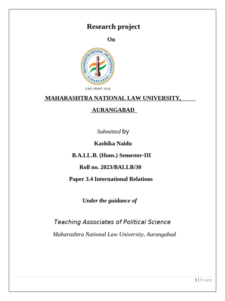 International Relations project | PDF