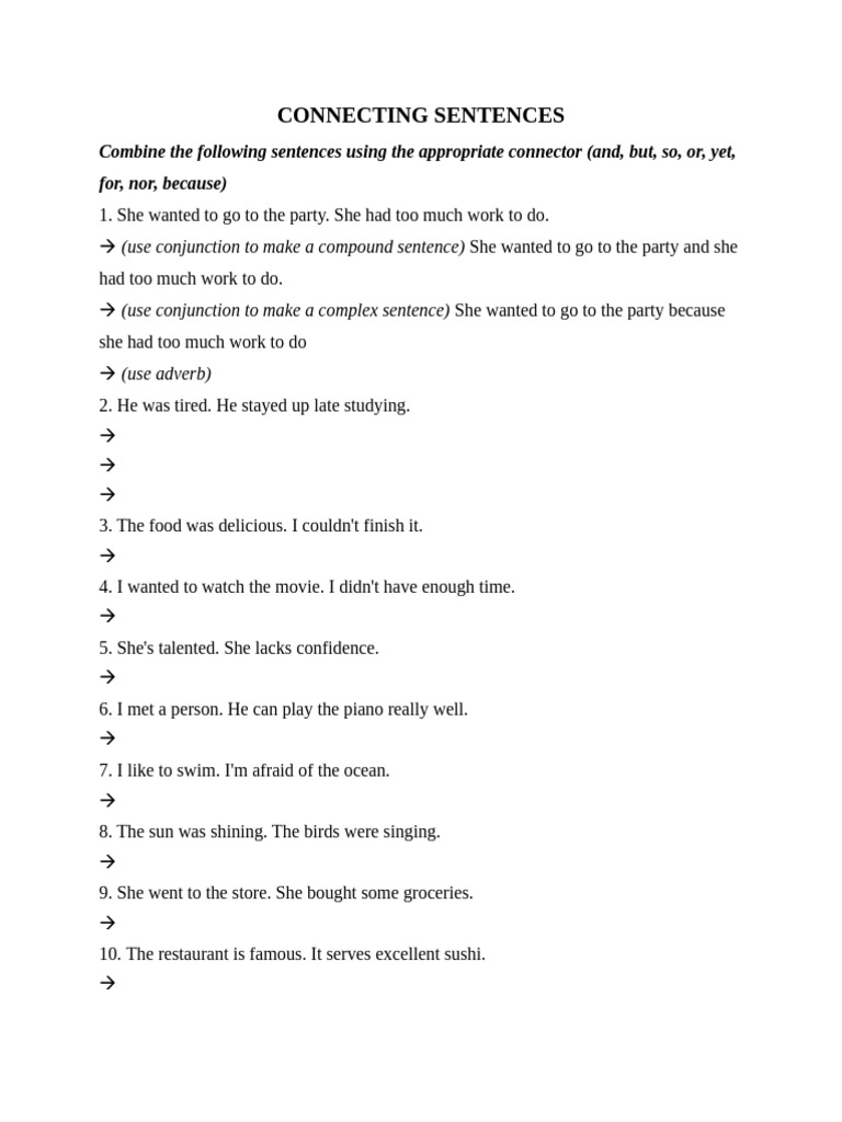 Sentence Combining Exercises Guide | PDF