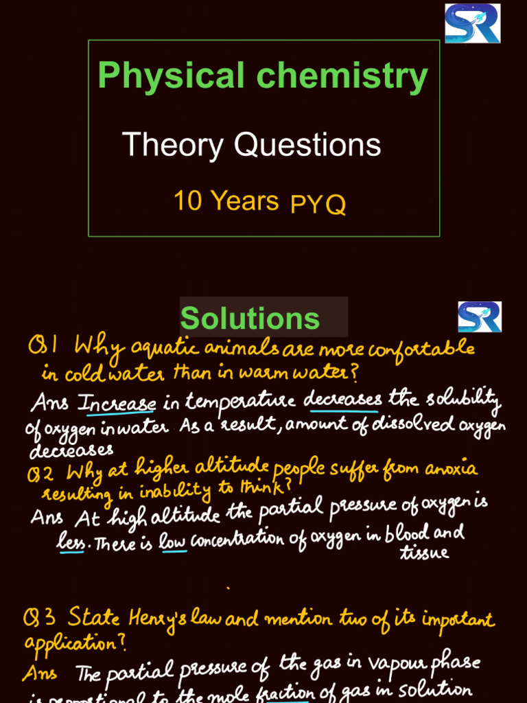 Physical Chemistry Theory Questions - 250226 - 001636 | PDF