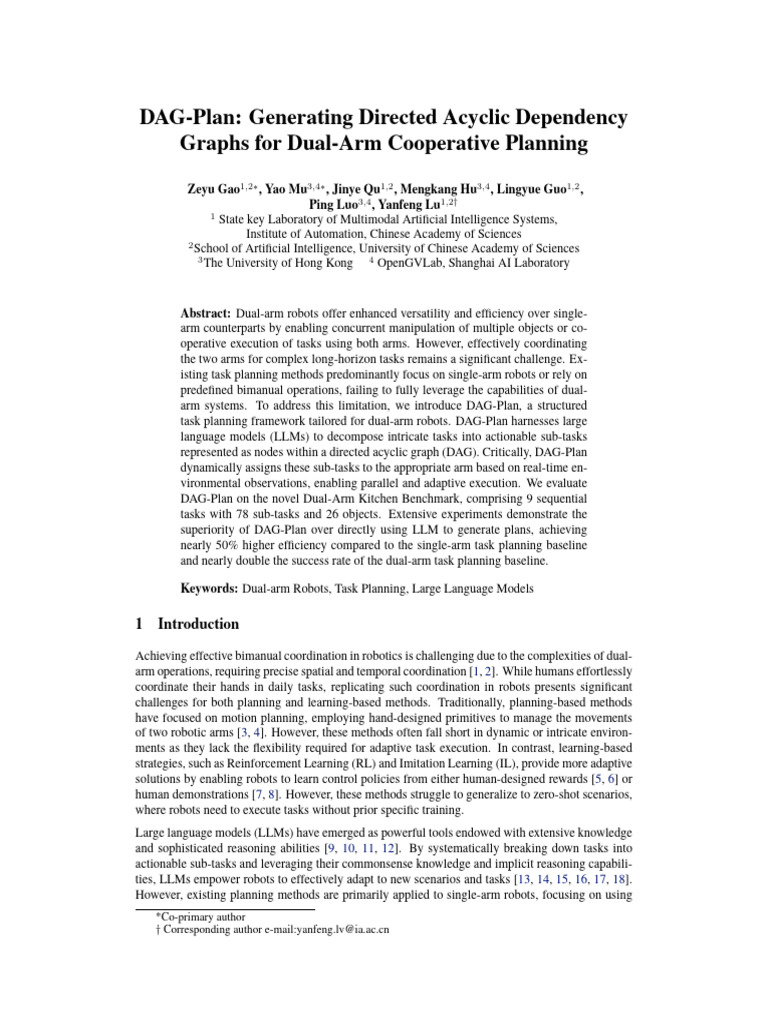 DAG-Plan: Dual-Arm Task Planning Framework | PDF | Vertex (Graph Theory ...