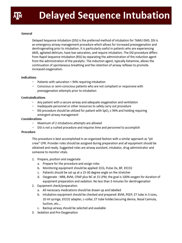 PROC 10 Delayed Sequence Intubation | PDF | Respiratory Diseases ...