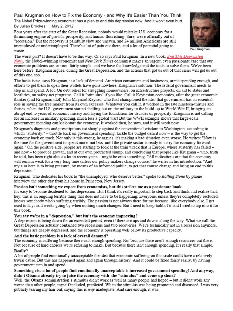 How To Fix The Economy - and Why It's Easier Than You Think | PDF ...
