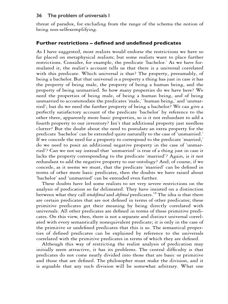 Further Restrictions - Defined and Undefined Predicates: 36 The Problem ...
