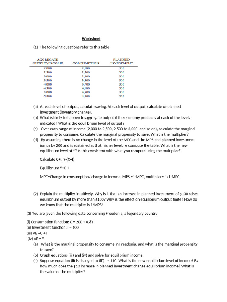 Solution Worksheet Module 7 2024-25 | PDF | Fiscal Multiplier ...