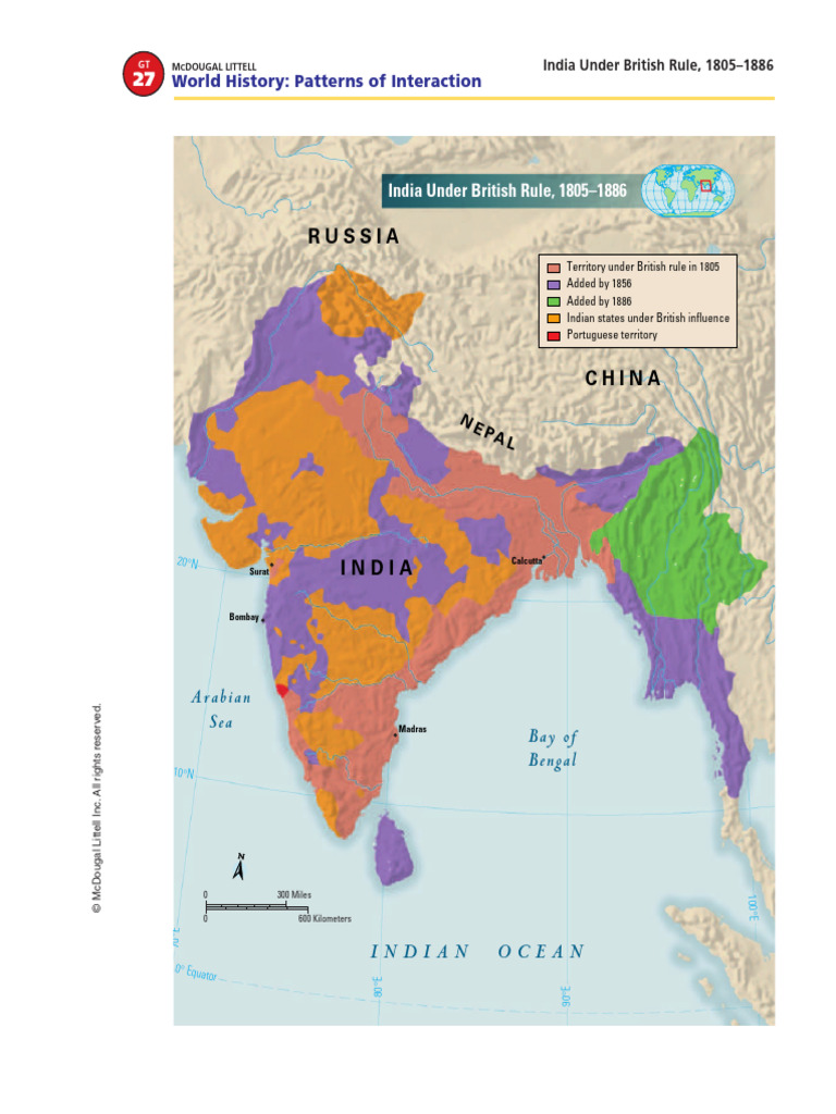 India Under British Rule Map, 1805-1886 | PDF | Former Monarchies Of ...