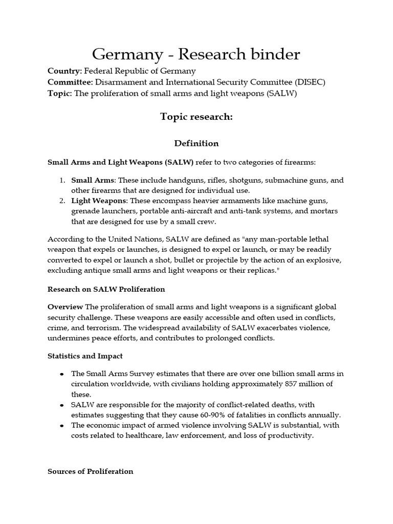Germany's SALW Proliferation Research | PDF | Firearms | Global Politics