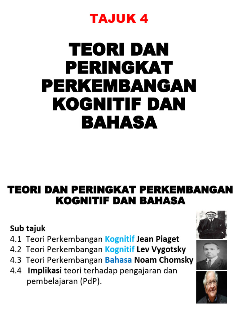 Tajuk 4 Teori Dan Peringkat Perkembangan Kognitif Dan Bahasa | PDF
