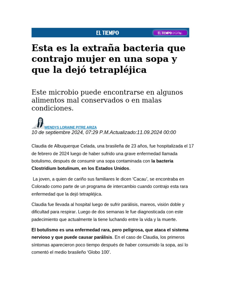 Clostridium en Sopa Enlatada | PDF | Enfermedades y trastornos ...