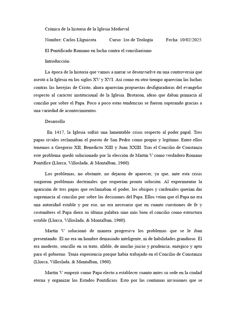 Crónica de La Historia de La Iglesia Medieval - Docx - Documentos de ...