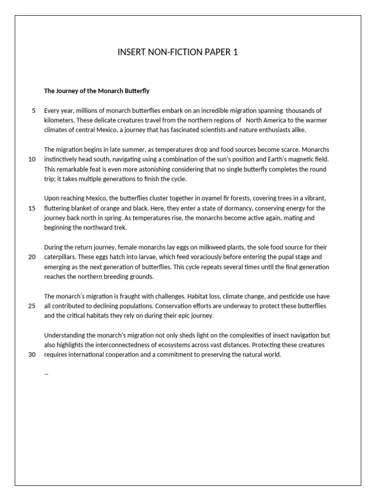 Insert of Non-Fiction 30-3-25 - Monarch Butterflies | PDF
