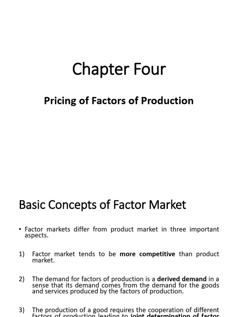 Chapter IV - Factor Pricing | PDF | Labour Economics | Supply (Economics)