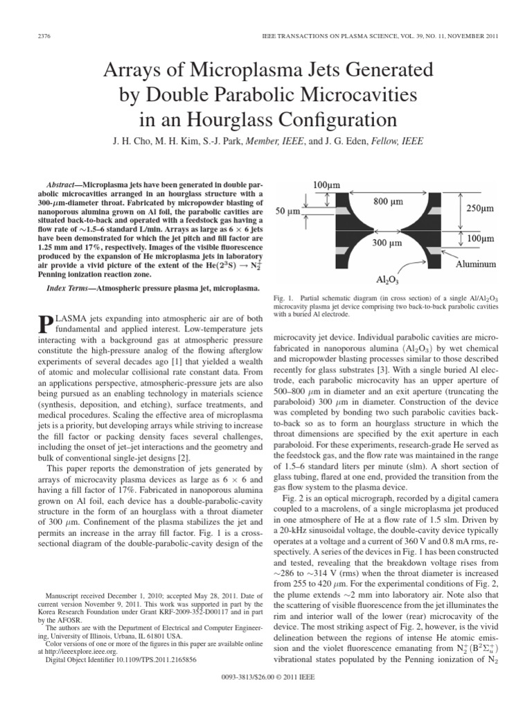(2011) Arrays of Microplasma Jets Generated by Double Parabolic ...