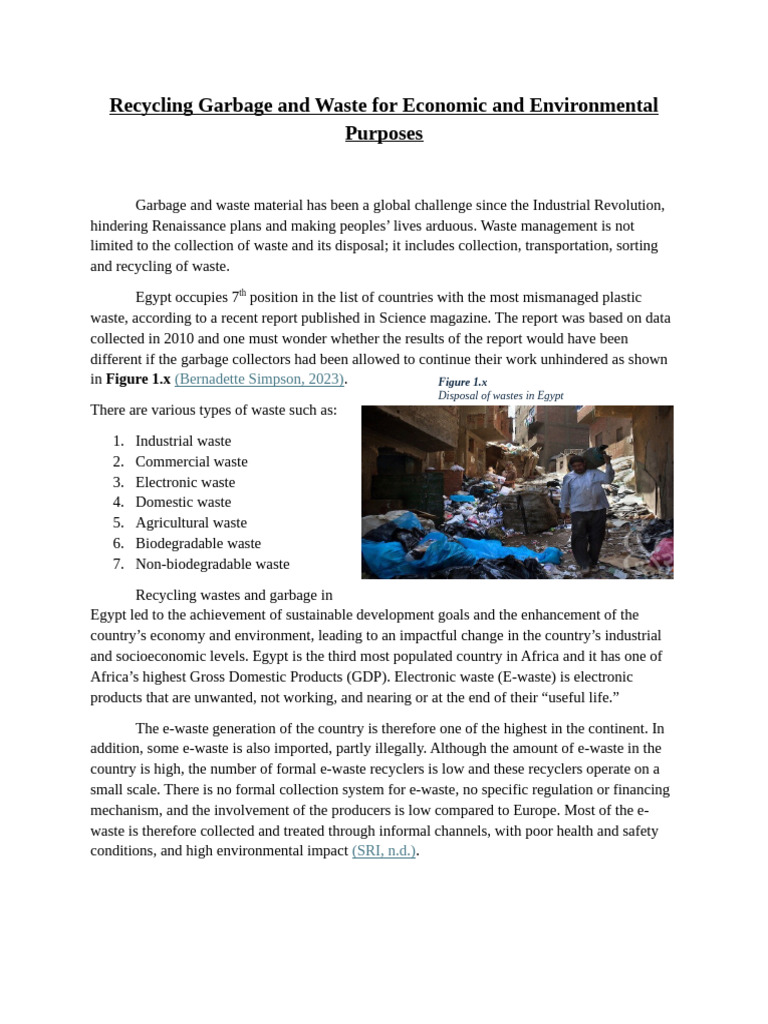 Recycling Waste for Egypt's Economy | PDF | Recycling | Electronic Waste
