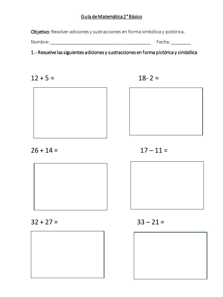 Guia Adiciones y Sustracciones Clase 1 | PDF