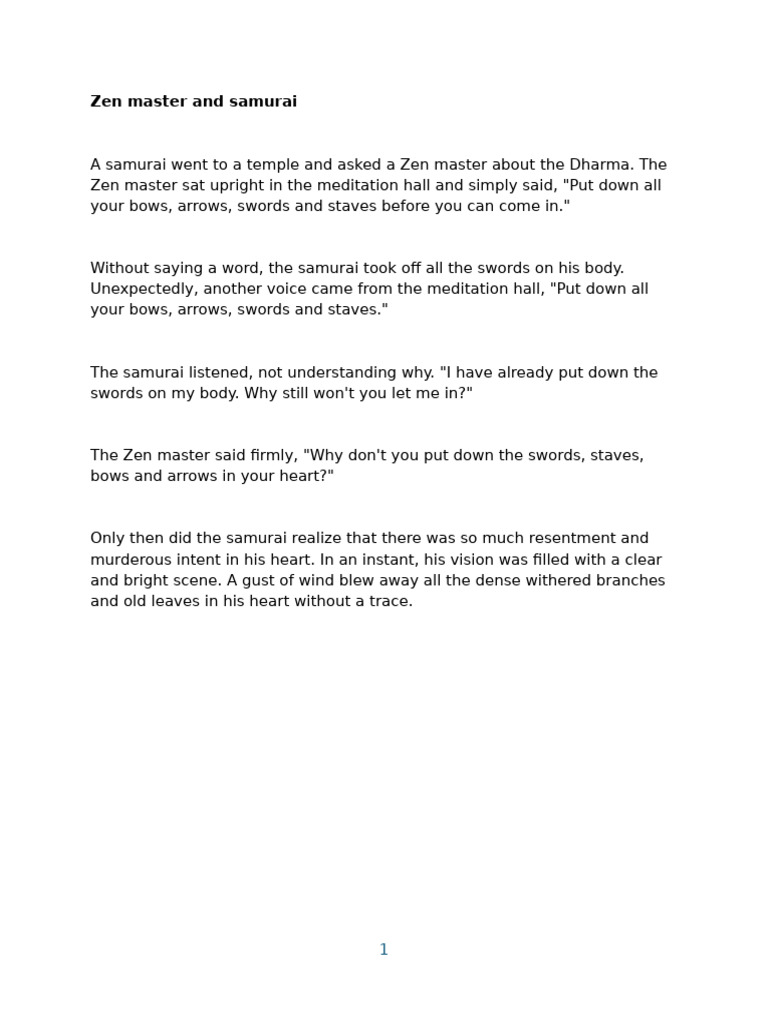 Zen Master Teaches Samurai Inner Peace | PDF