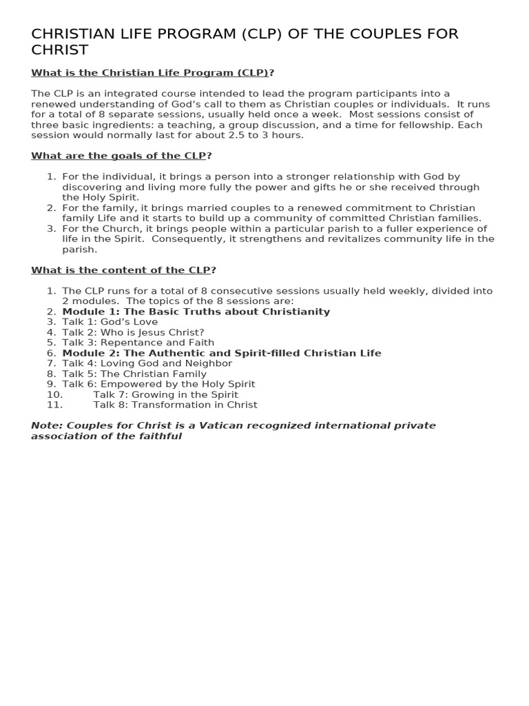 What Is CHRISTIAN LIFE PROGRAM | PDF