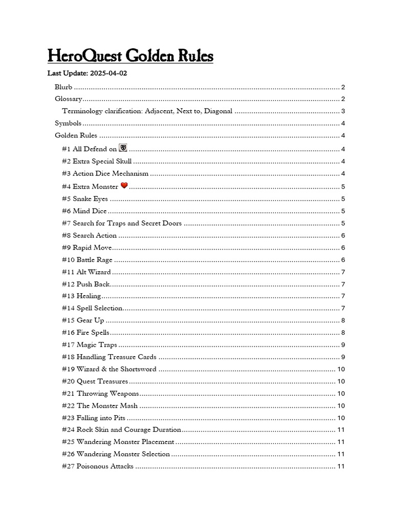 HeroQuest Golden Rules | PDF