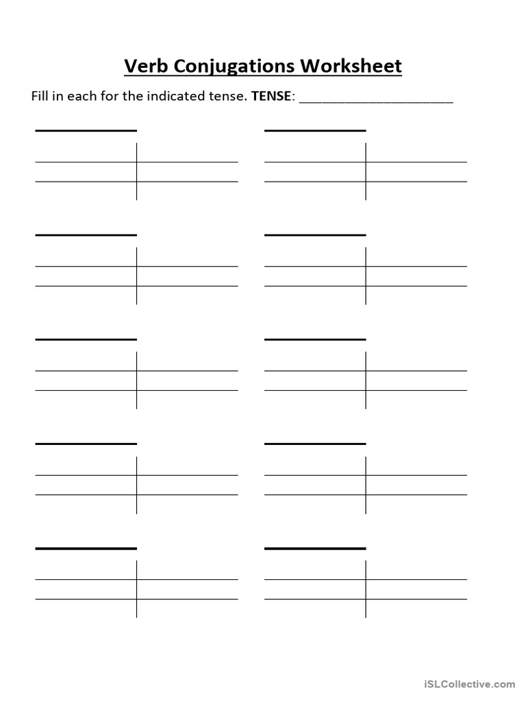 Verb Conjugations Practice Worksheet | PDF
