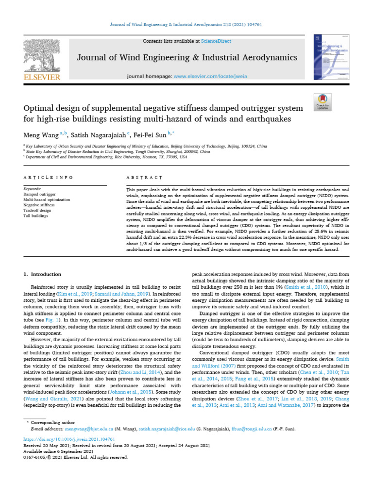 Optimal Design of Supplemental Negative Stiffness Damped Outrigger ...