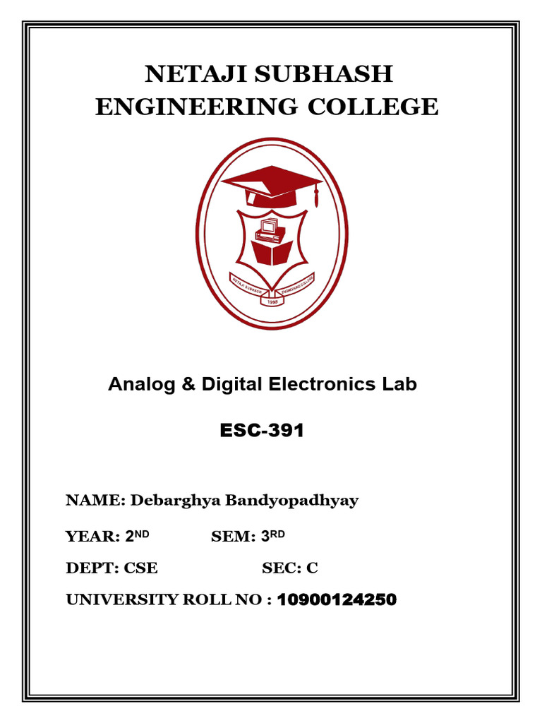 Netaji Subhash Engineering College: Analog & Digital Electronics Lab | PDF