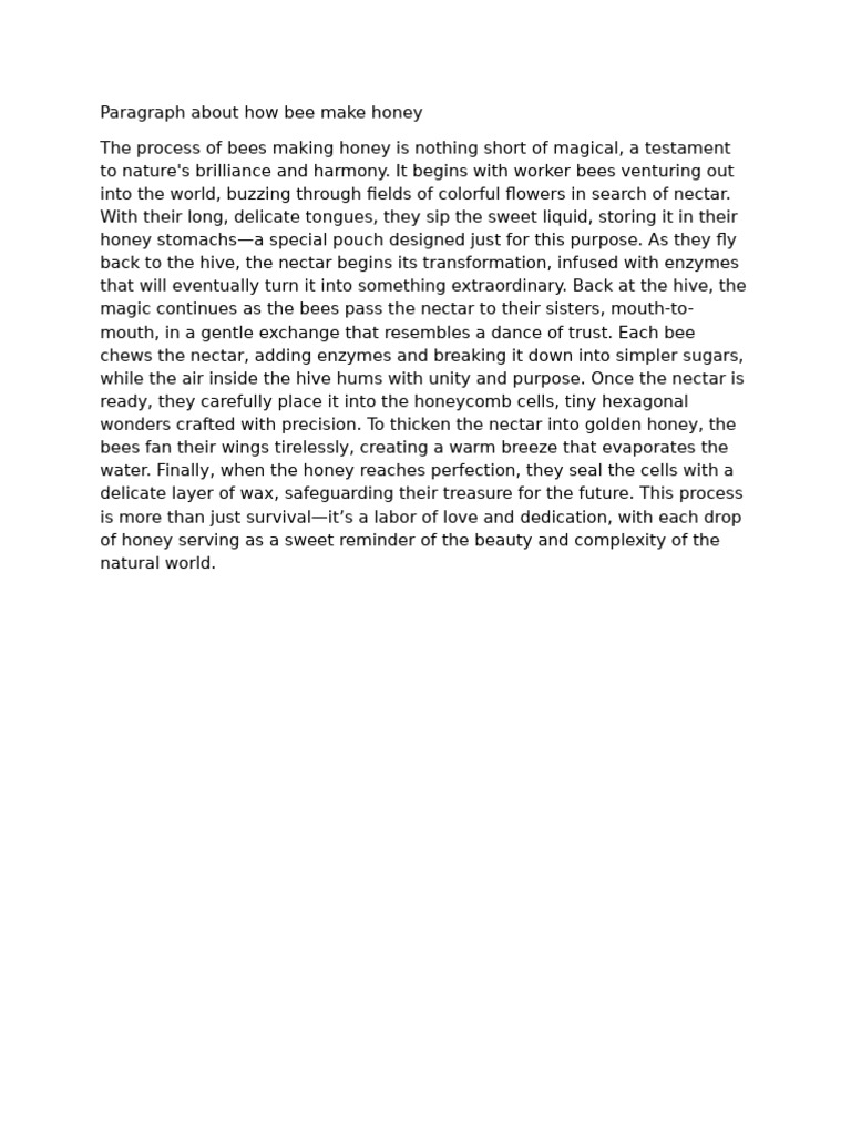 The process of bees making honey | PDF