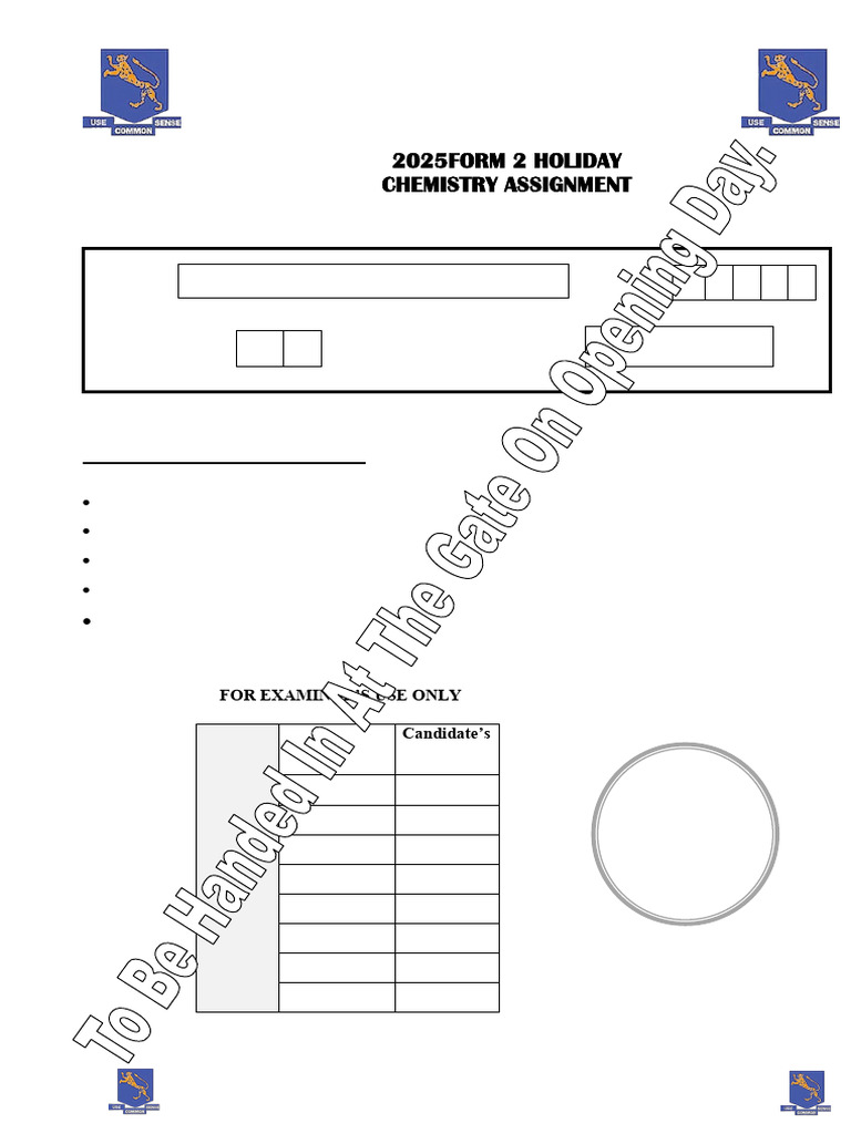 FSK 2025form 2 Chemistry Paper 2 2024 Holiday Assignment | PDF ...