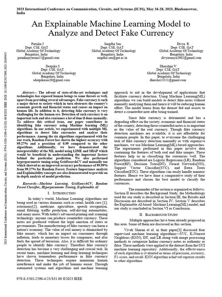 Fake Currency Detection via ML Accuracy | PDF | Machine Learning ...