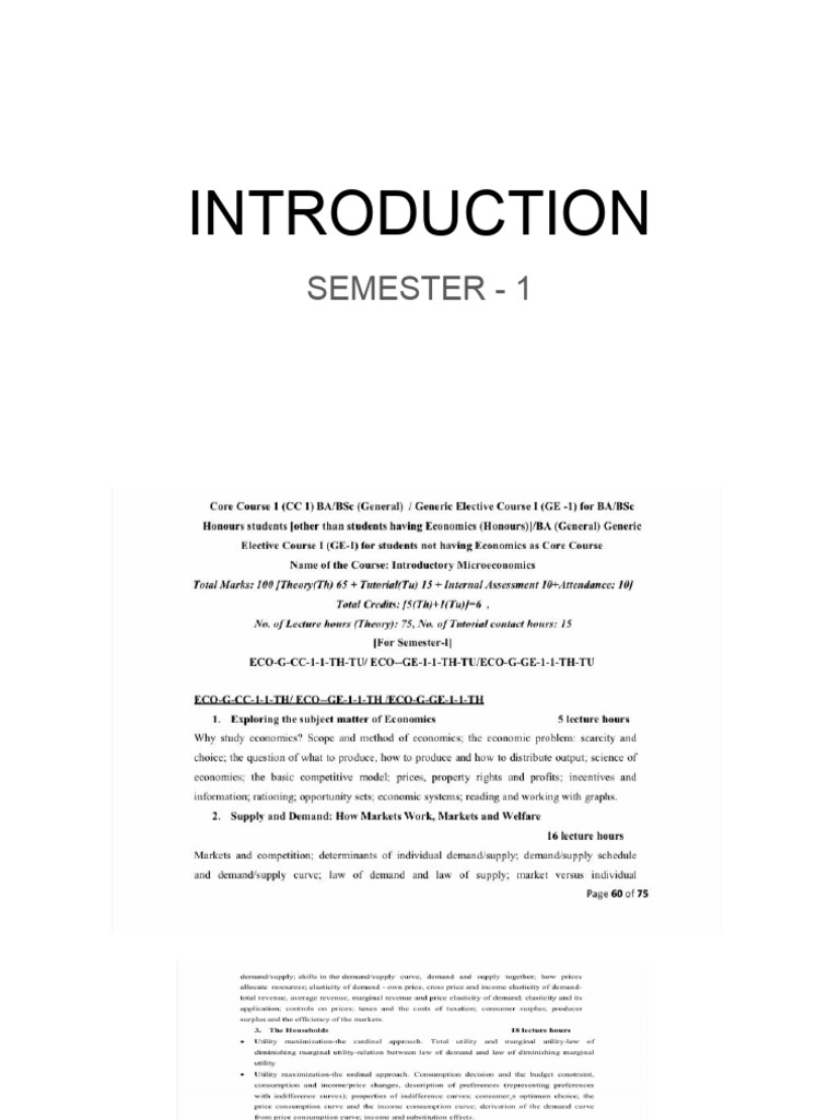 Microeconomics Overview for Semester 1 | PDF