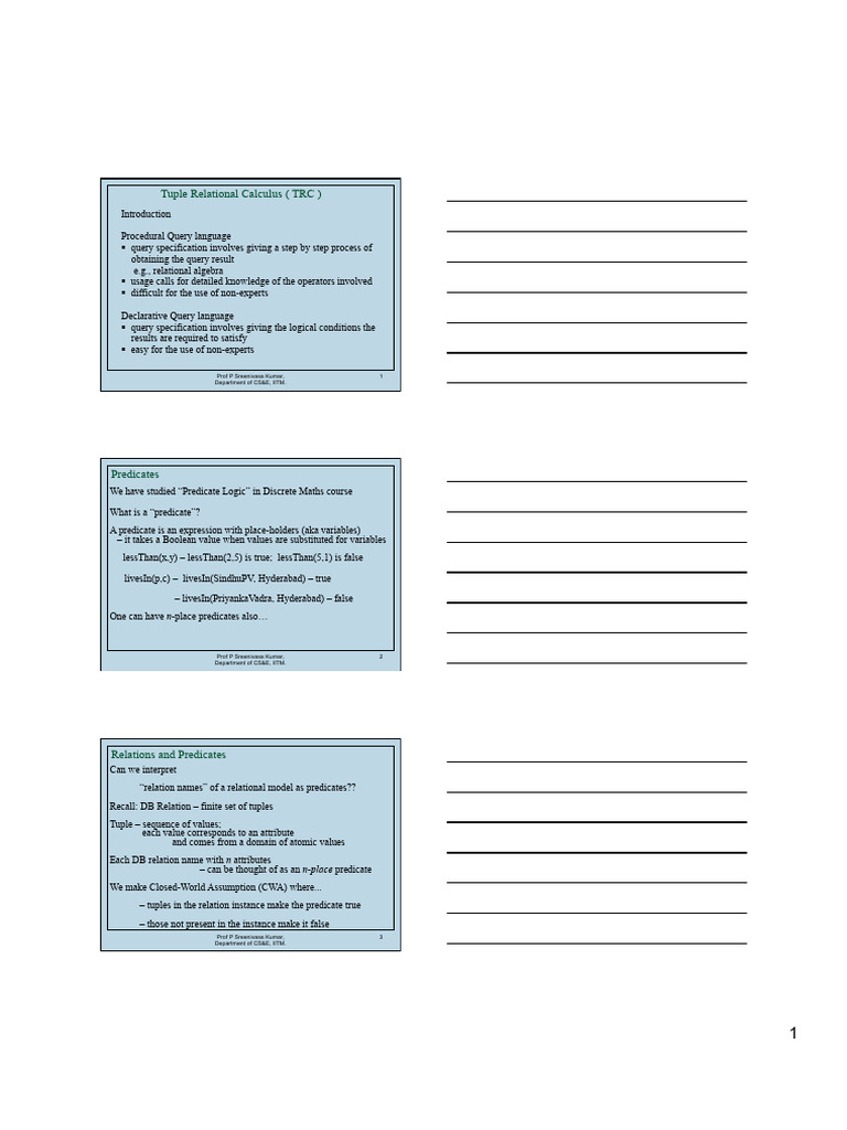HandOut M3.1 TRC | PDF | Relational Model | First Order Logic