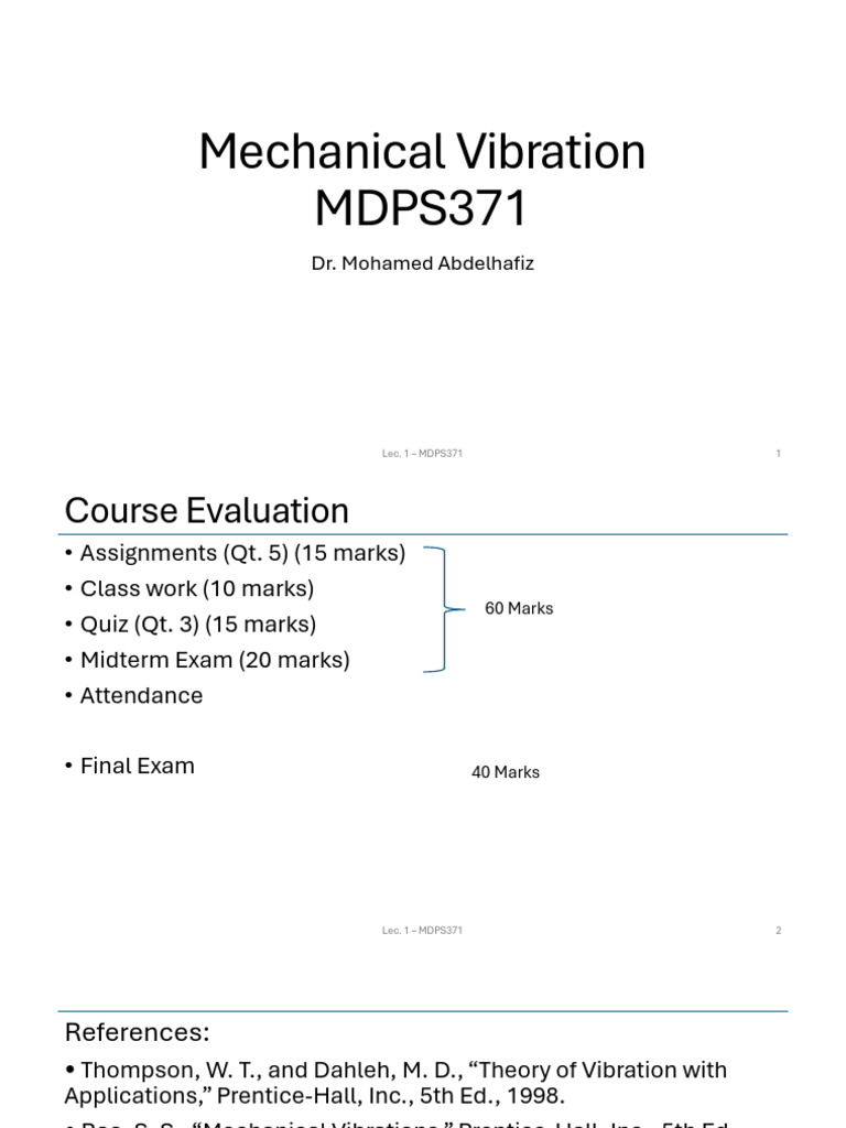 Lec 1 | PDF | Damping | Classical Mechanics