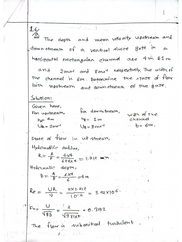 Hydraulic Engineering Assignment-01 | PDF