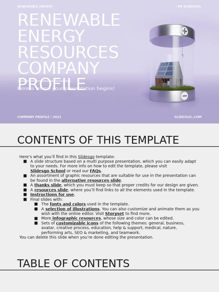 Renewable Energy Company Profile 2021 | PDF | Planets | Planets In ...