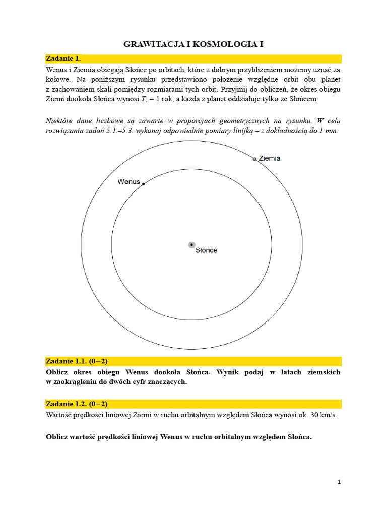 Lekcja 25 - Grawitacja I Kosmologia I | PDF