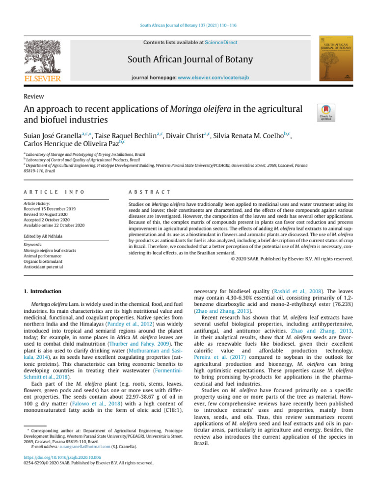 Moringa Oleifera: Agricultural and Fuel Uses | PDF | Dietary Supplements