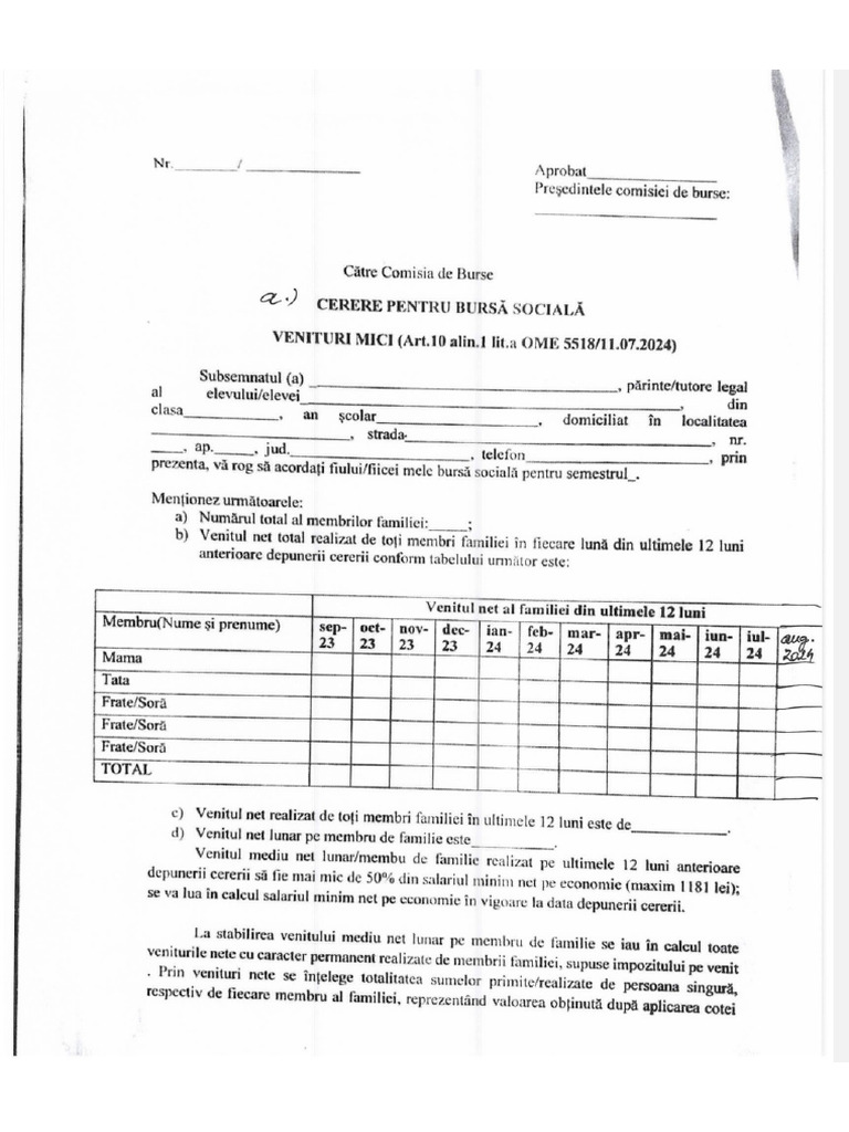 Cereri Bursa Sociala | PDF