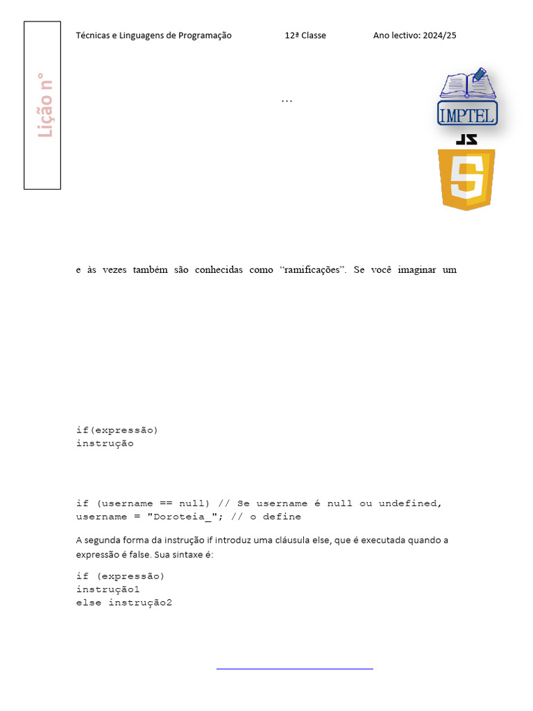 Aula 9.2 - Estrutura Condicional e de repetição_JavaScript | PDF ...