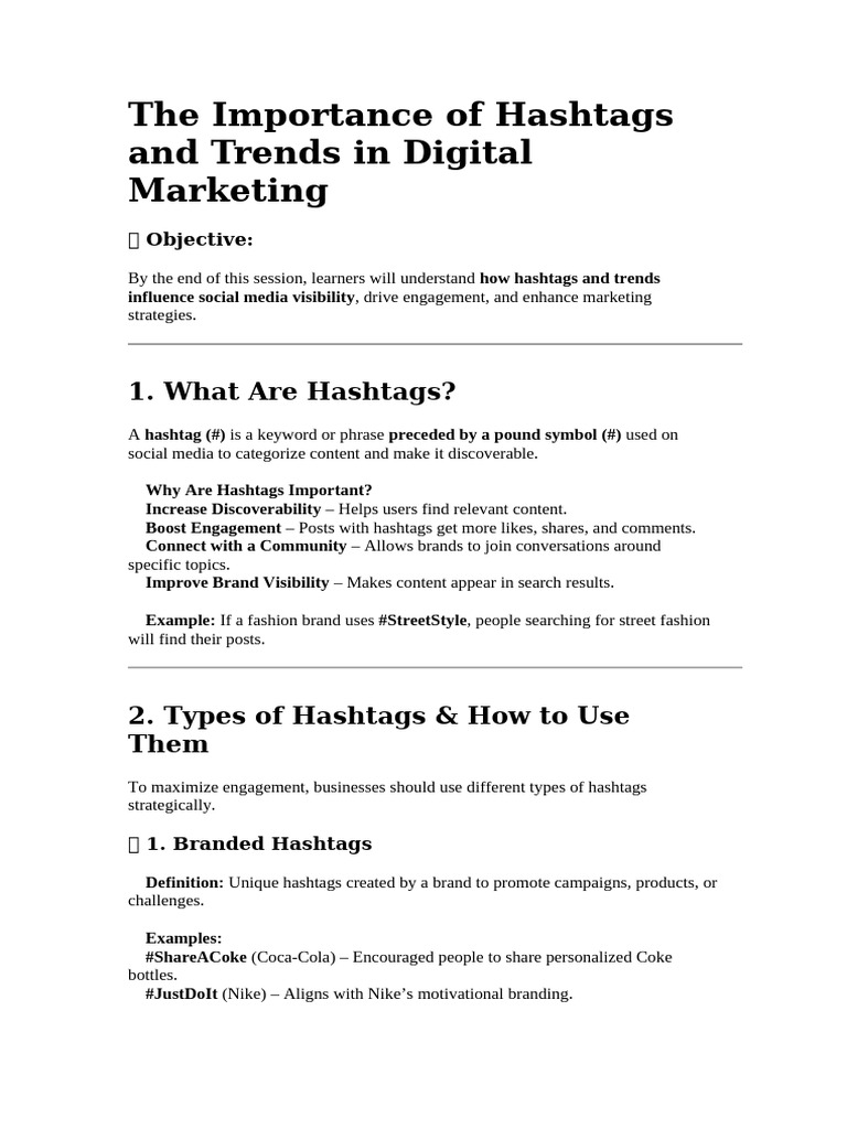 The Importance of Hashtags and Trends in Digital M | PDF | Hashtag | Popular Culture & Media Studies