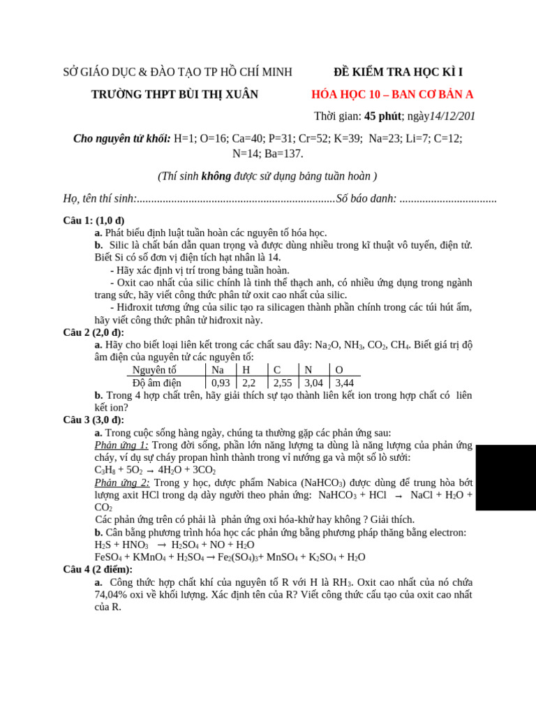 ĐỀ-LUYỆN-TẬP-HK1-10A10-VÀ-10A9 | PDF