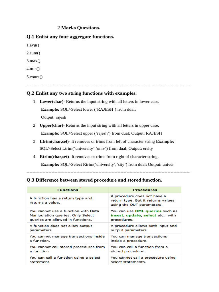 Answers DMS | PDF | Pl/Sql | Database Transaction