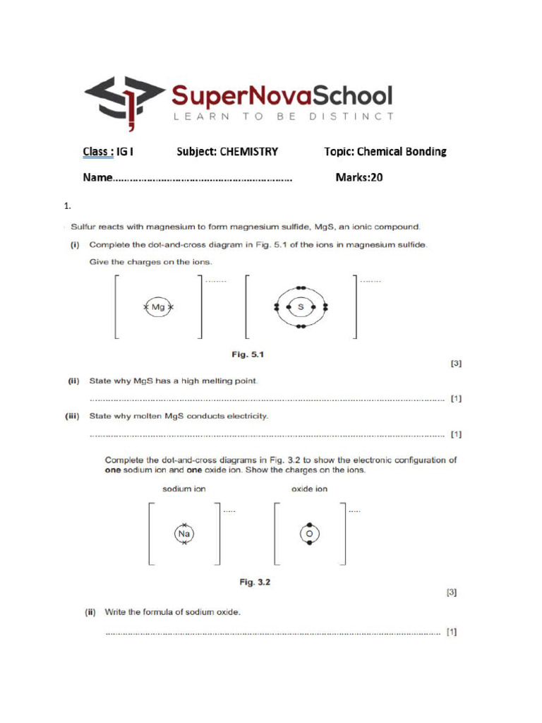 Ig I Class Test Ionic Bonding | PDF
