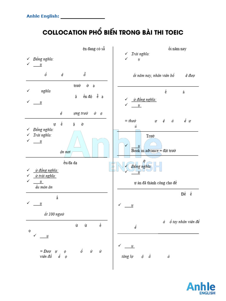 Toeic Collocation | PDF