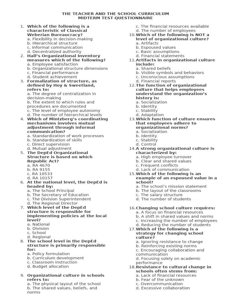 Midterm The Teacher and The School Curriculum | PDF | Curriculum ...