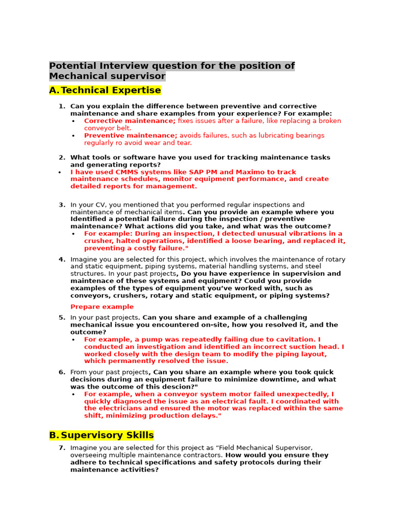 Potential Interview Questions | PDF | Safety | Regulatory Compliance