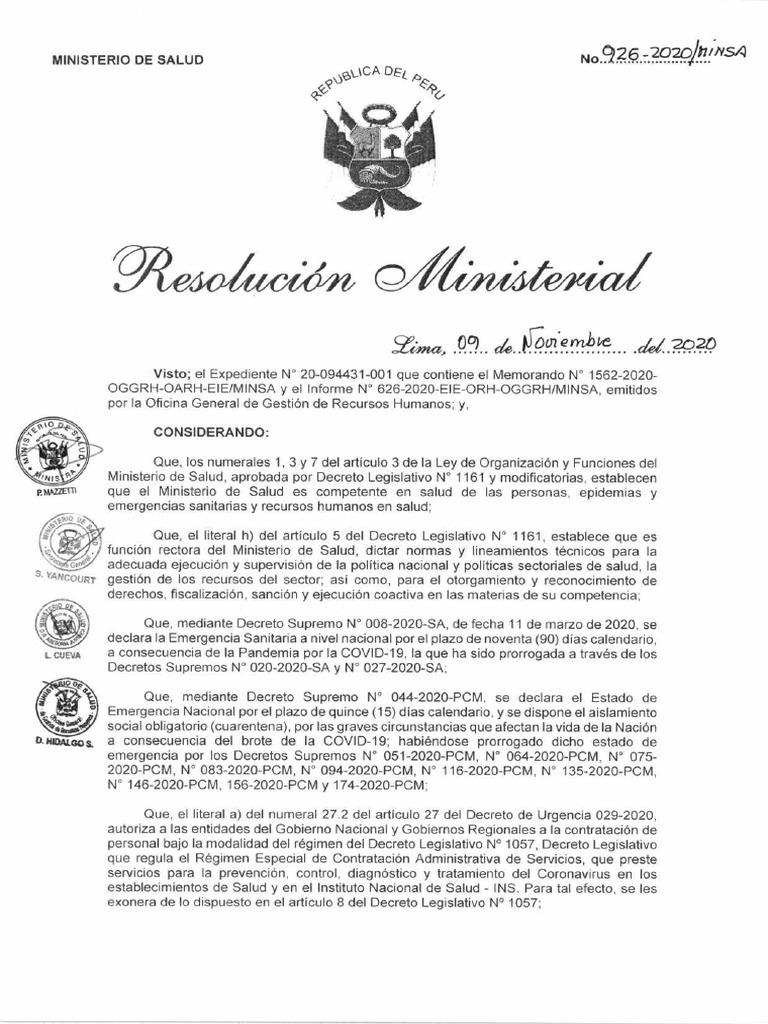 Rm-926-2020-Minsa | PDF